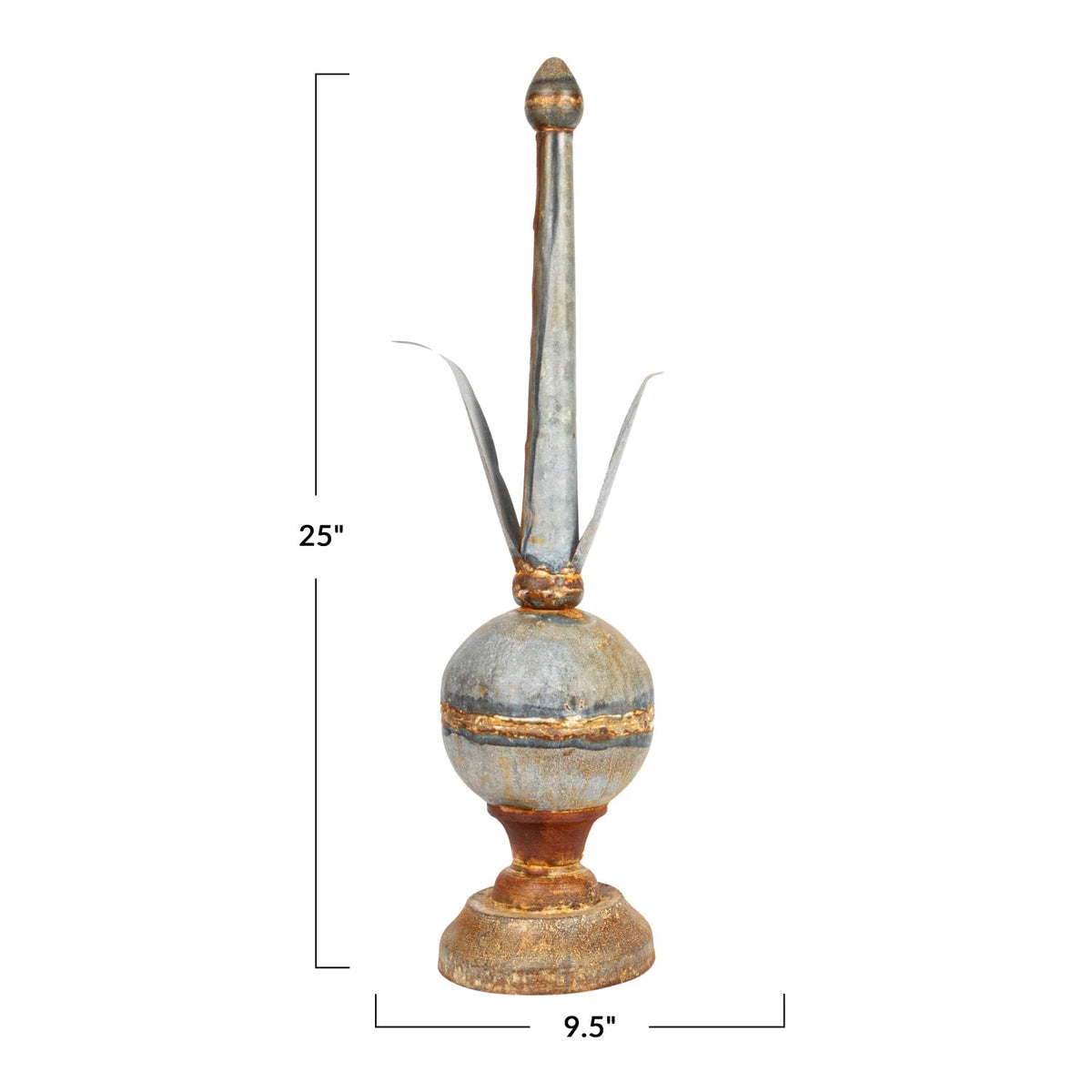 Metal Finial Décor, Distressed Zinc Finish – The Olive Tree